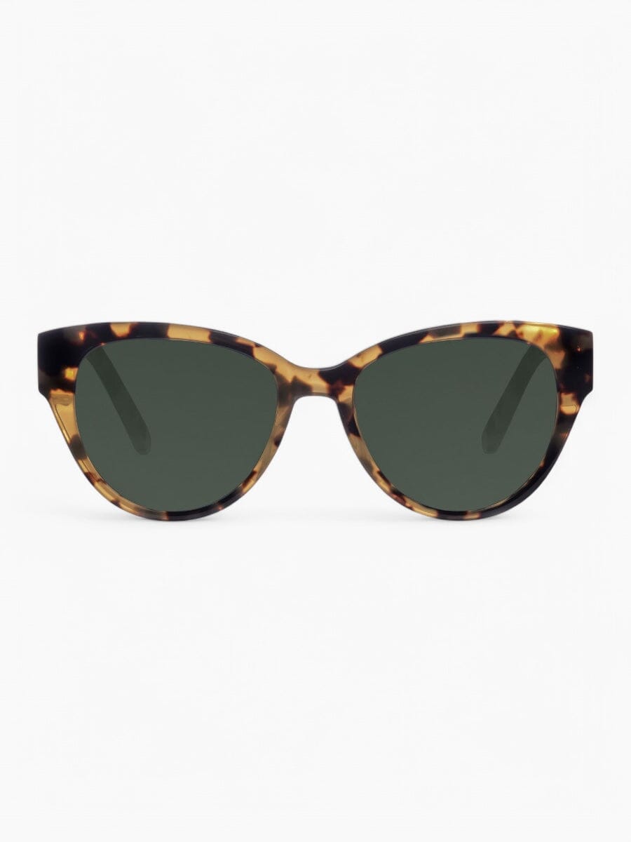 Henrietta Light Tortoise with Green Lenses Sunglasses | FINLAY